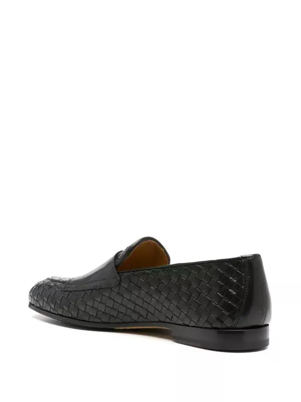 DOUCAL'S Interwoven Leather Double Buckle Monk Shoes - Black