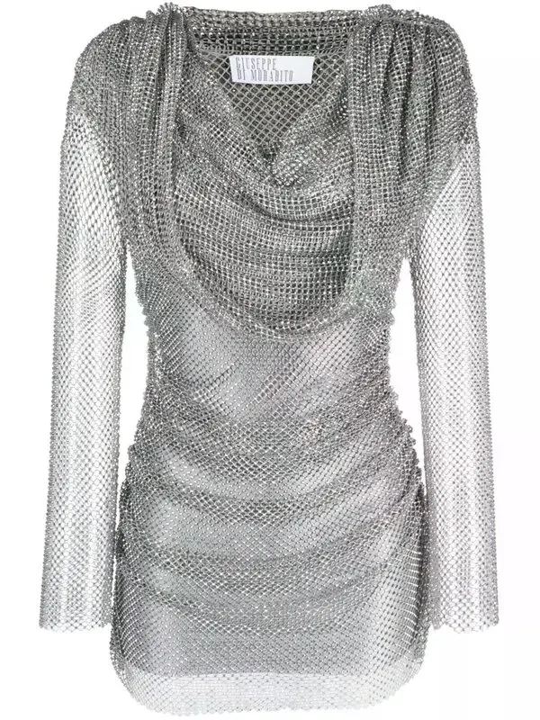 Giuseppe Di Morabito Crystal-embellished Mesh Minidress - Silver