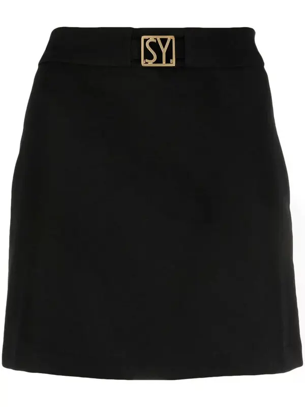 Seventy Logo Plaque A-line Mini Skirt - Black