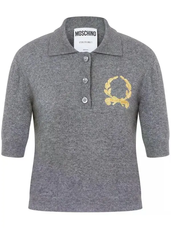 Moschino Embroidered Polo Shirt - Grey