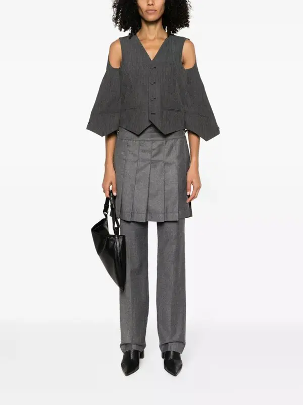 Fendi Deconstructed Pinstripe Wool Waistcoat - Grey