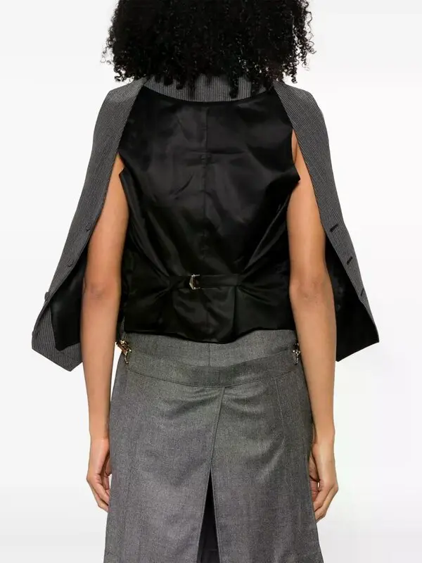 Fendi Deconstructed Pinstripe Wool Waistcoat - Grey