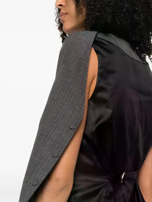 Fendi Deconstructed Pinstripe Wool Waistcoat - Grey