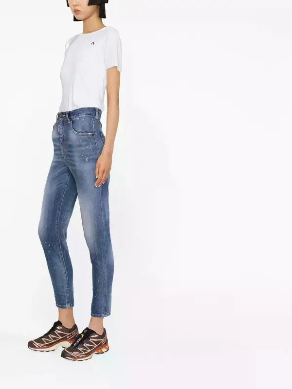 Dsquared2 Paint Splatter Skinny Cropped Jeans