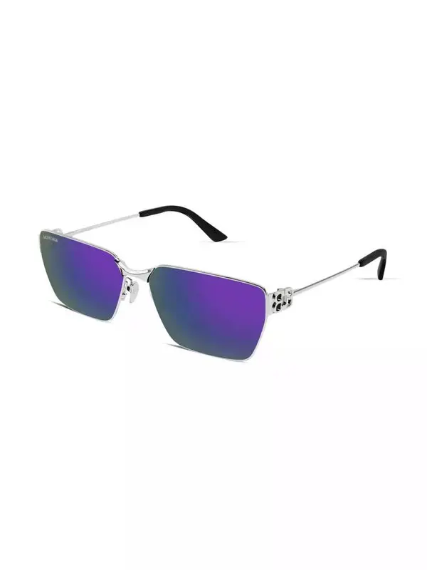 Balenciaga Tone Metal Square Frame Sunglasses - Silver