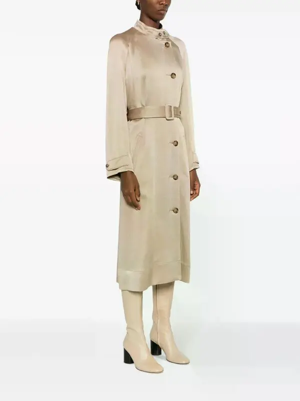10 CORSO COMO Double-breasted Belted Satin Coat - Neutrals