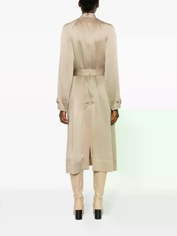 10 CORSO COMO Double-breasted Belted Satin Coat - Neutrals