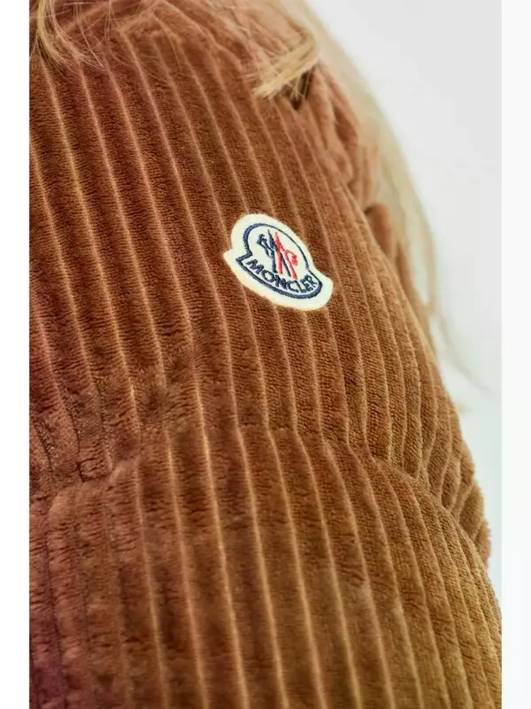 Moncler Corduroy Puffer Jacket With Logo Patch
