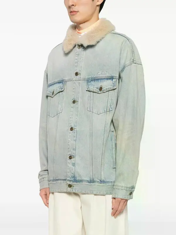 We11Done Shearling-collar Denim Jacket