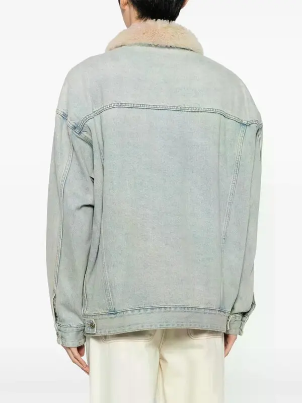 We11Done Shearling-collar Denim Jacket