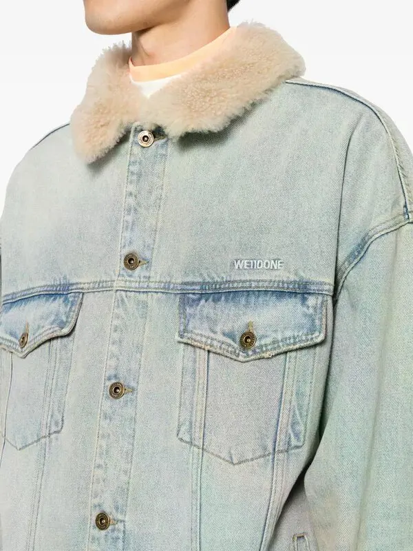 We11Done Shearling-collar Denim Jacket
