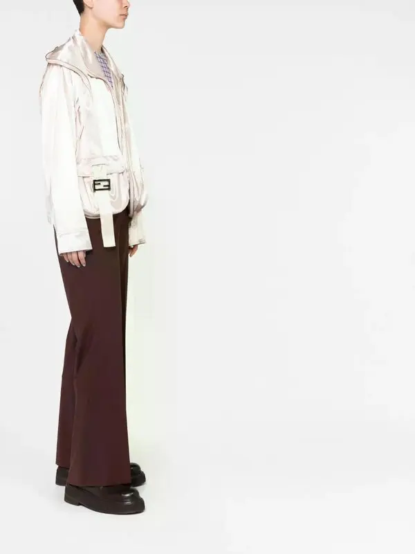 Fendi Almond Beige Satin Ff Buckle Pocket Jacket