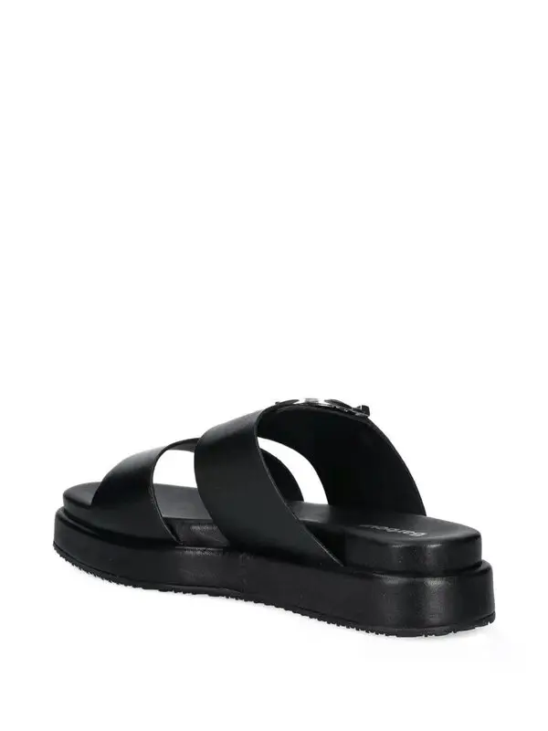 Barbour Leather Slides With Side Buckle