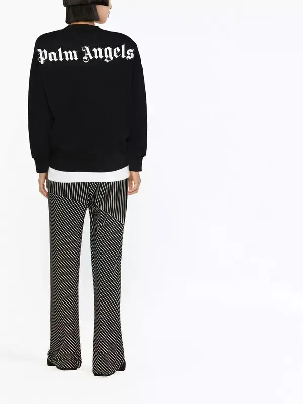 Palm Angels Logo Print Long Sleeve Top - Black