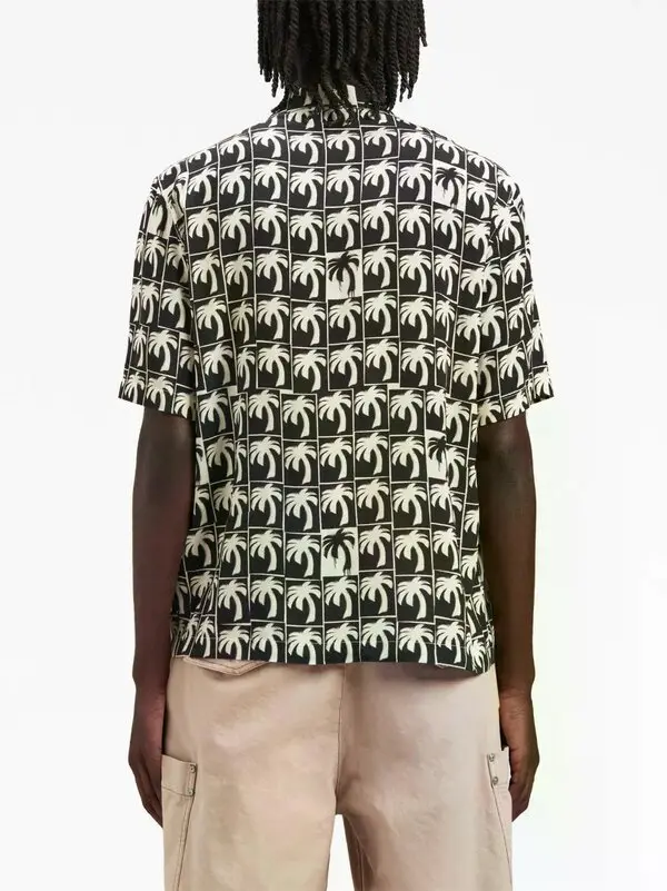 Palm Angels Palm-tree Print Bowling Shirt - Black
