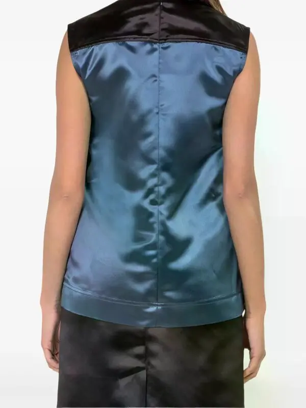 Calvin Klein Satin Sleeveless Blouse With Decorative Buttons