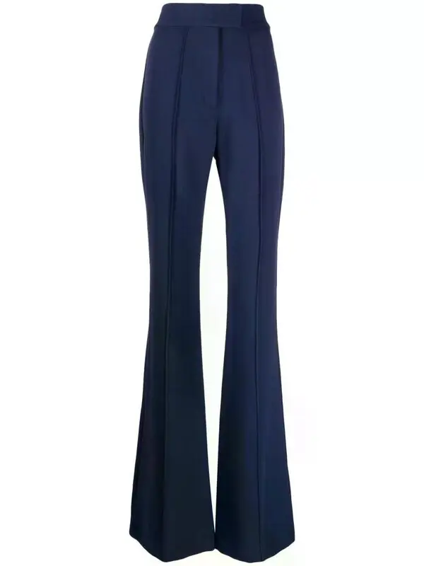 Alex Perry High-waisted Flared Trousers With Pleat Detailing