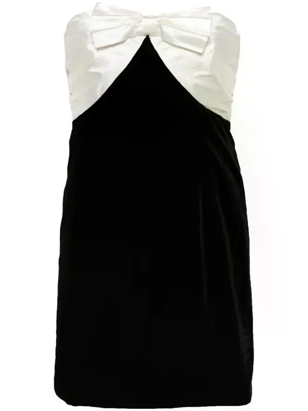 Alessandra Rich Bow-detailed Velour Mini Dress - Black
