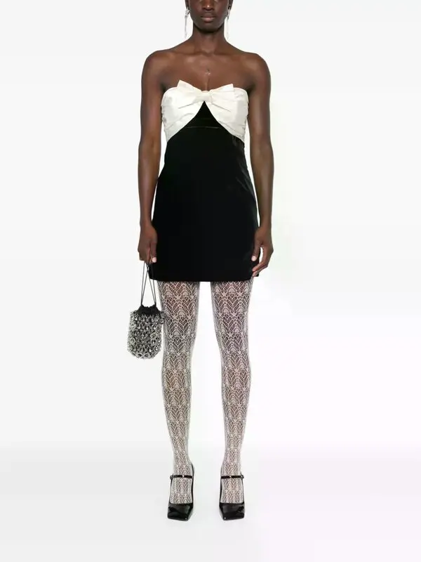 Alessandra Rich Bow-detailed Velour Mini Dress