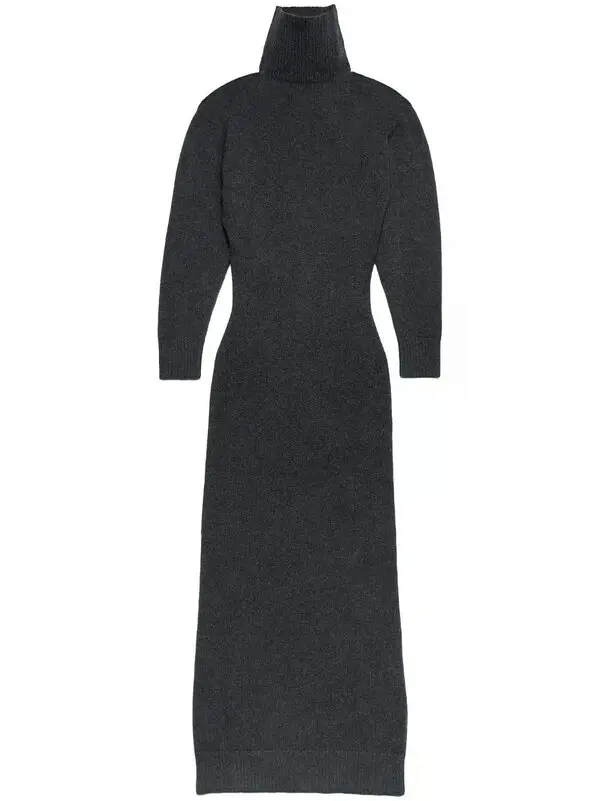 AMI Paris Elbow Patch Knitted Maxi Dress - Grey
