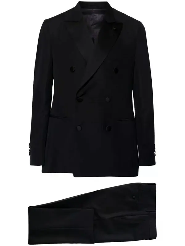 LARDINI Double-breasted Wool-blend Suit