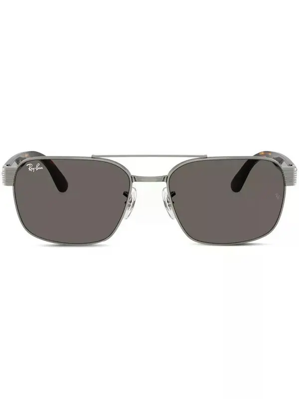 Ray-ban Tone Metal Square Frame Sunglasses With Logo Detail - Silver