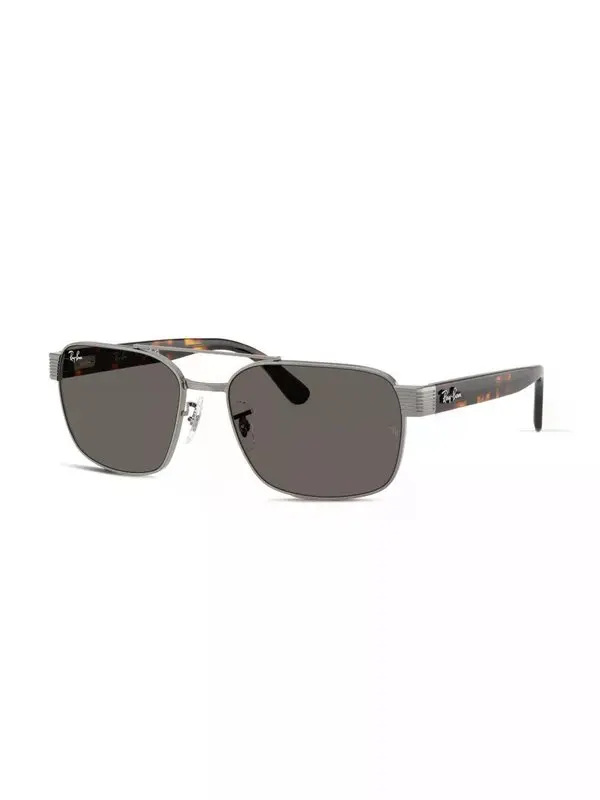 Ray-ban Tone Metal Square Frame Sunglasses With Logo Detail - Silver