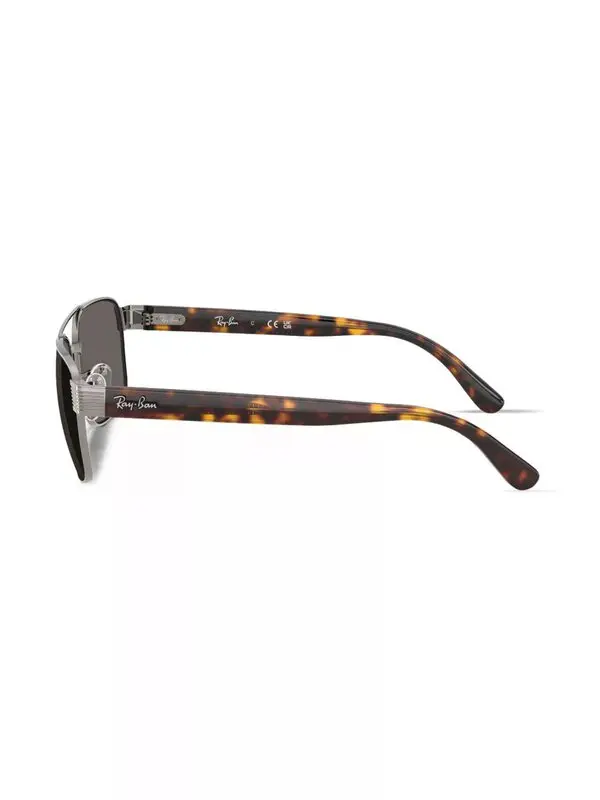 Ray-ban Tone Metal Square Frame Sunglasses With Logo Detail - Silver