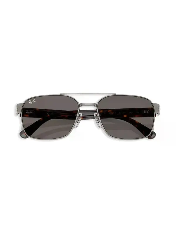 Ray-ban Tone Metal Square Frame Sunglasses With Logo Detail - Silver