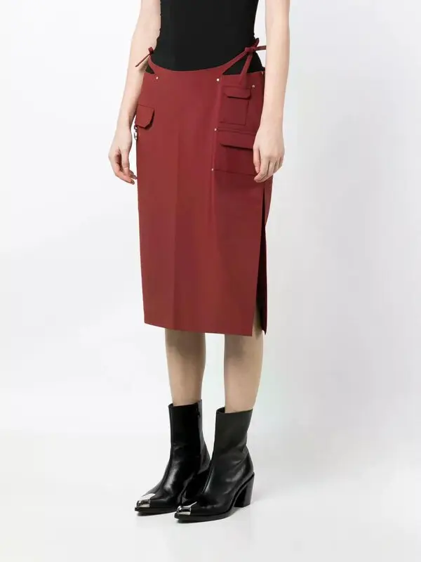 HELIOT EMIL Wine Midi Skirt With Cut-out Detailing