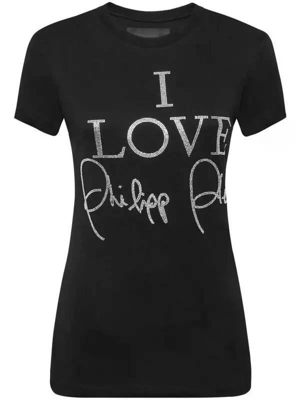 Philipp Plein Embellished Cotton T-shirt - Black