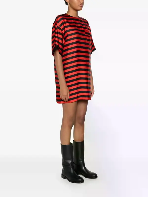 Plan C Striped Satin Mini Dress