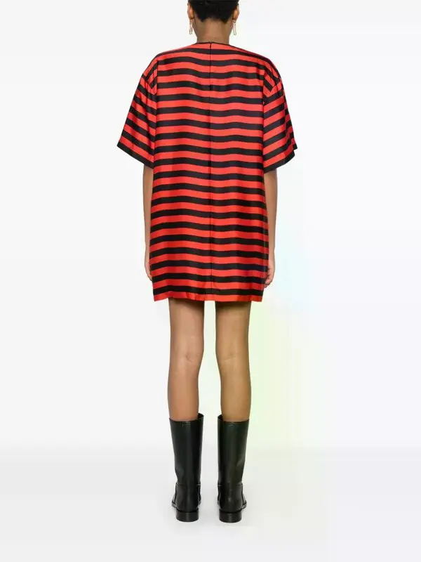 Plan C Striped Satin Mini Dress
