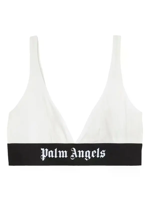 Palm Angels Logo-underband Triangle-cup Bra - White