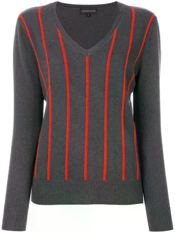 Cashmere In Love Sanem Striped V-neck Jumper