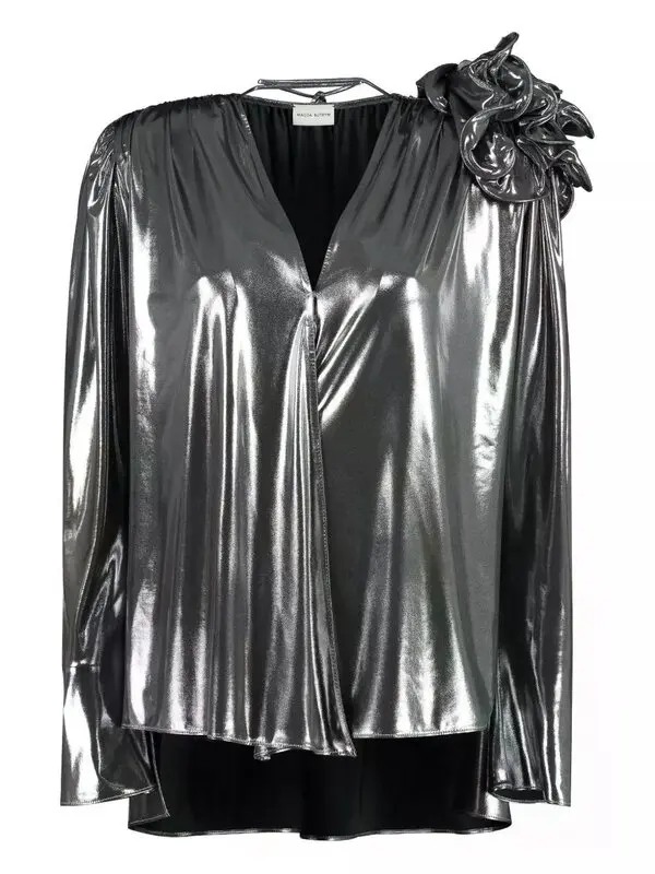 Magda Butrym V-neck Blouse With Floral Appliqu
