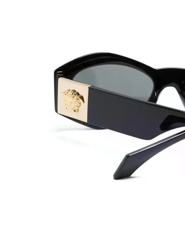 Versace Medusa Plaque Irregular-frame Sunglasses - Black