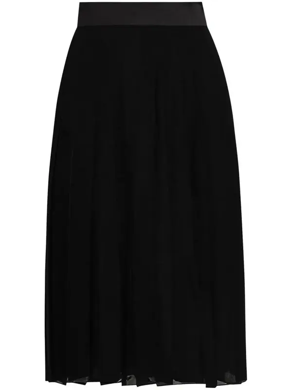 Dolce & Gabbana Pleated Stretch Silk Satin Midi Skirt - Black