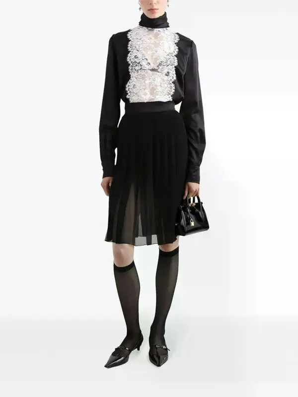 Dolce & Gabbana Pleated Stretch Silk Satin Midi Skirt