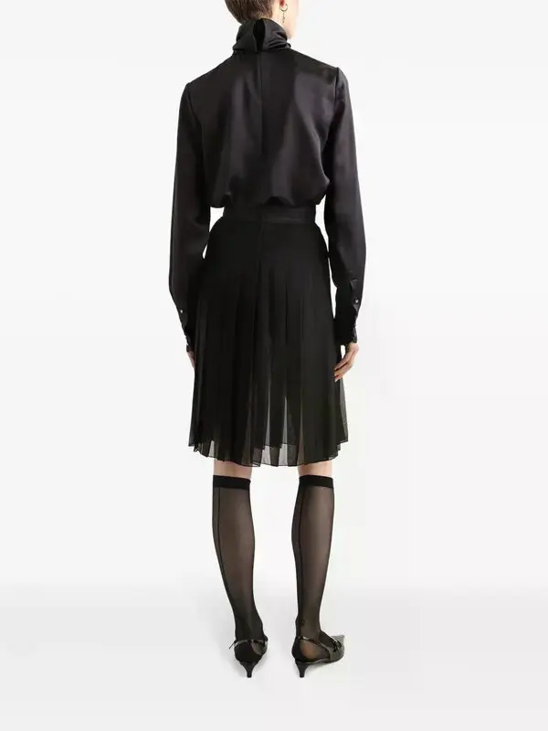 Dolce & Gabbana Pleated Stretch Silk Satin Midi Skirt