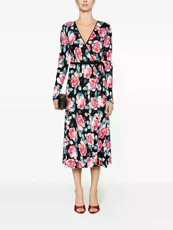 Diane Von Furstenberg Anika Rose-print Midi Wrap Dress