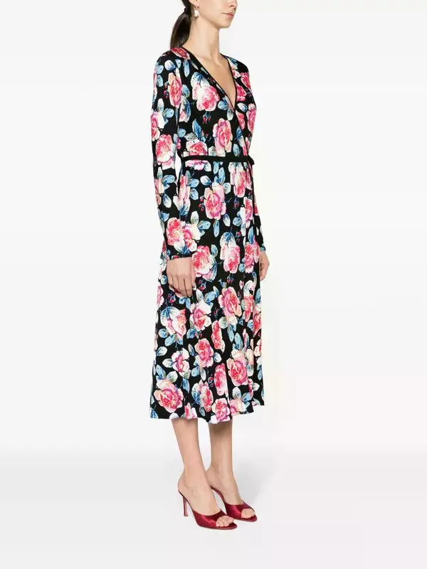 Diane Von Furstenberg Anika Rose-print Midi Wrap Dress