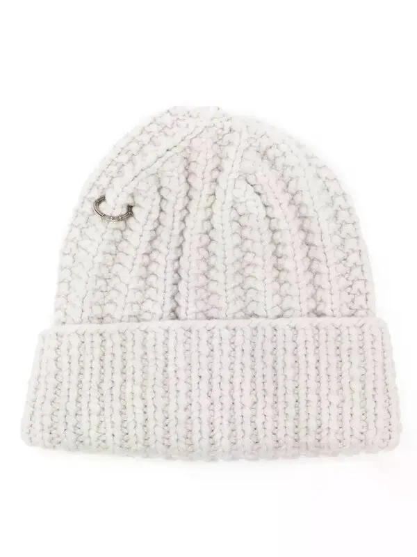Werkstatt:München Ribbed Cashmere Beanie With Ring Detail - Grey