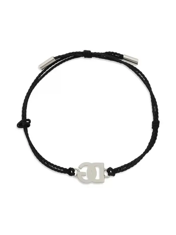 Dolce & Gabbana Dg Logo Charm Cord Bracelet - Silver