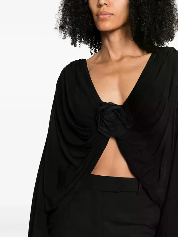 Giuseppe Di Morabito V-neck Cropped Top With Flower Detailing