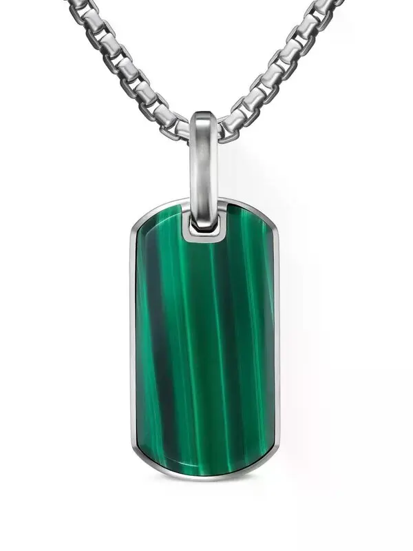 David Yurman Sterling Chevron Malachite Tag - Silver