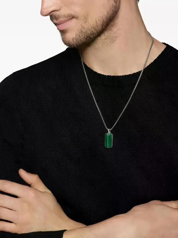 David Yurman Sterling Malachite Tag Pendant