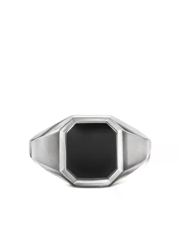 David Yurman Sterling Onyx Signet Ring - Silver