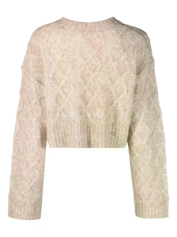 Remain Birger Christensen Cable-knit Cropped Wool Blend Jumper - Neutrals