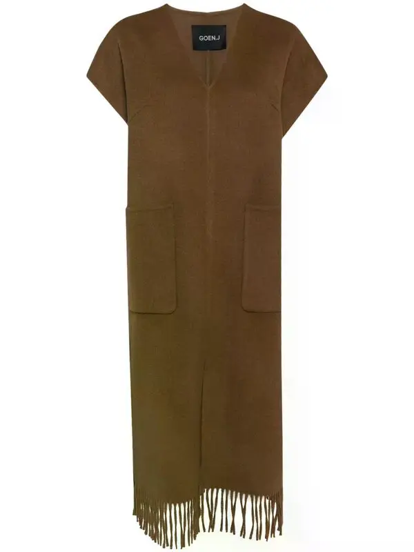 Goen.j Double-faced Fringed V-neck Dress